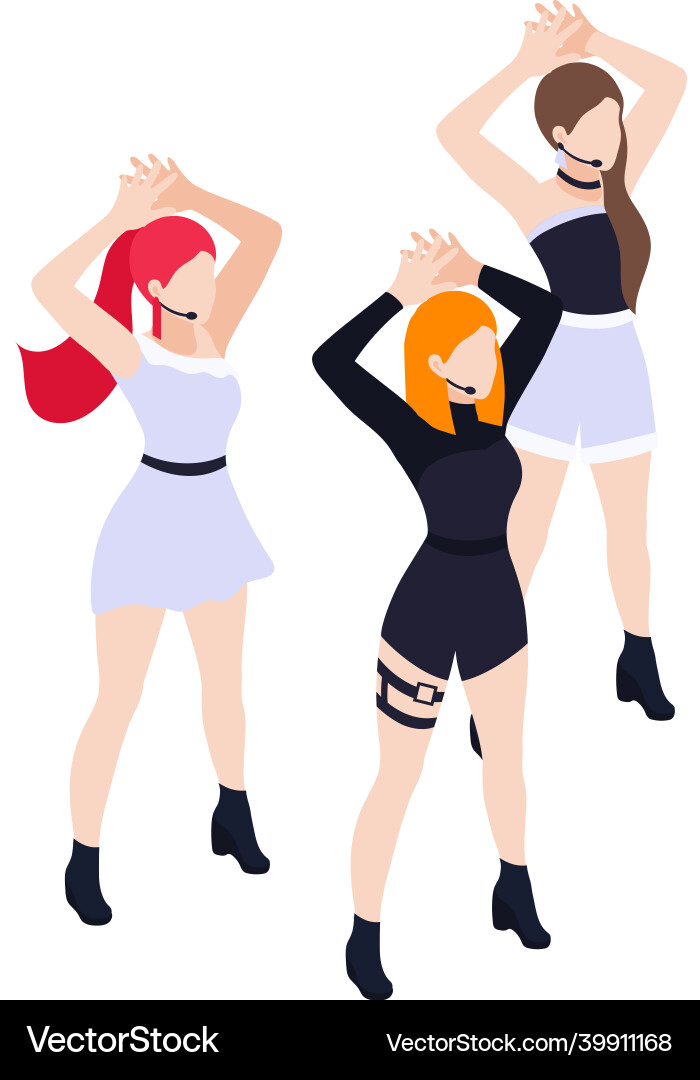 Isometric dancing group icon Royalty Free Vector Image