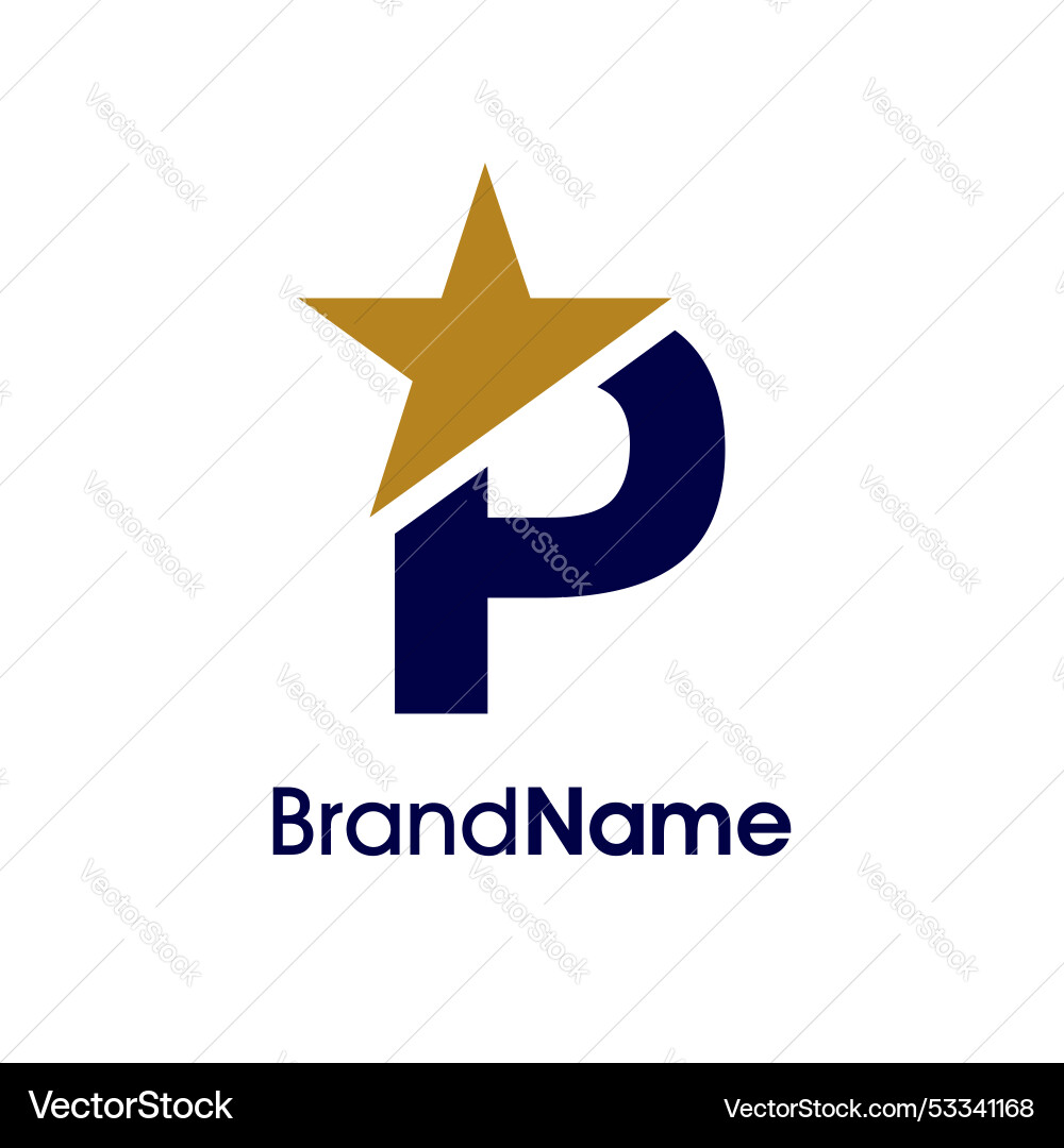 Minimalist initial p star logo Royalty Free Vector Image