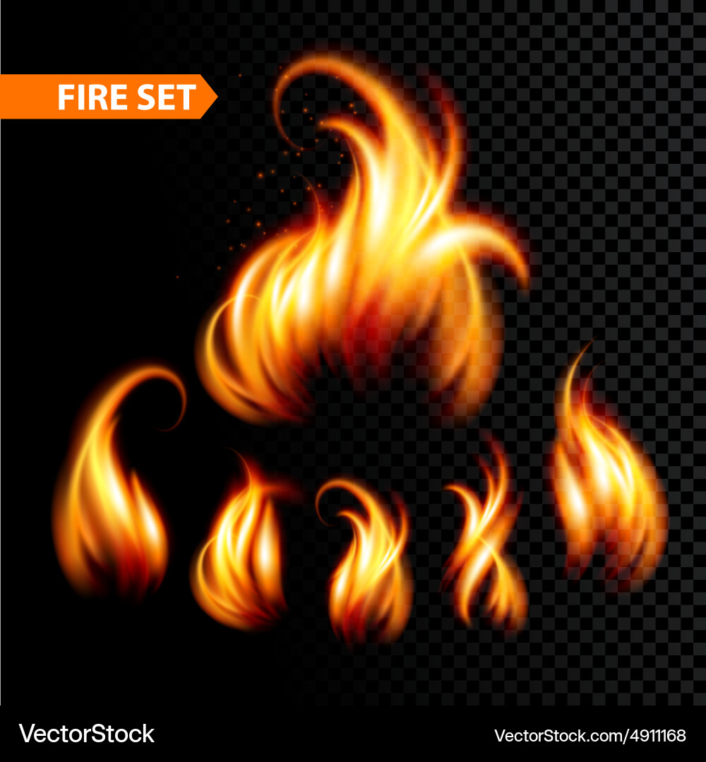 Set of realistic fire Royalty Free Vector Image