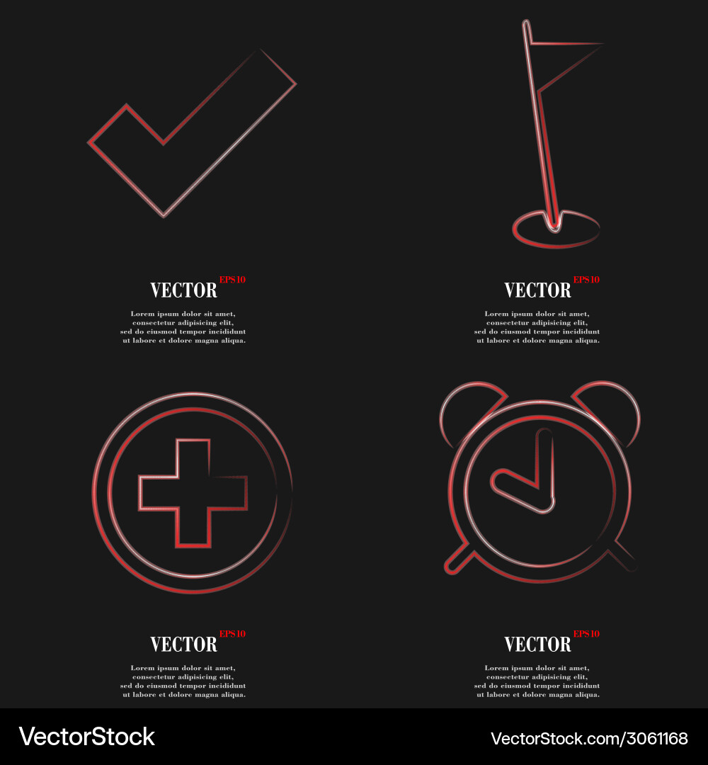 Set of red web icon flat design simple sticker Vector Image