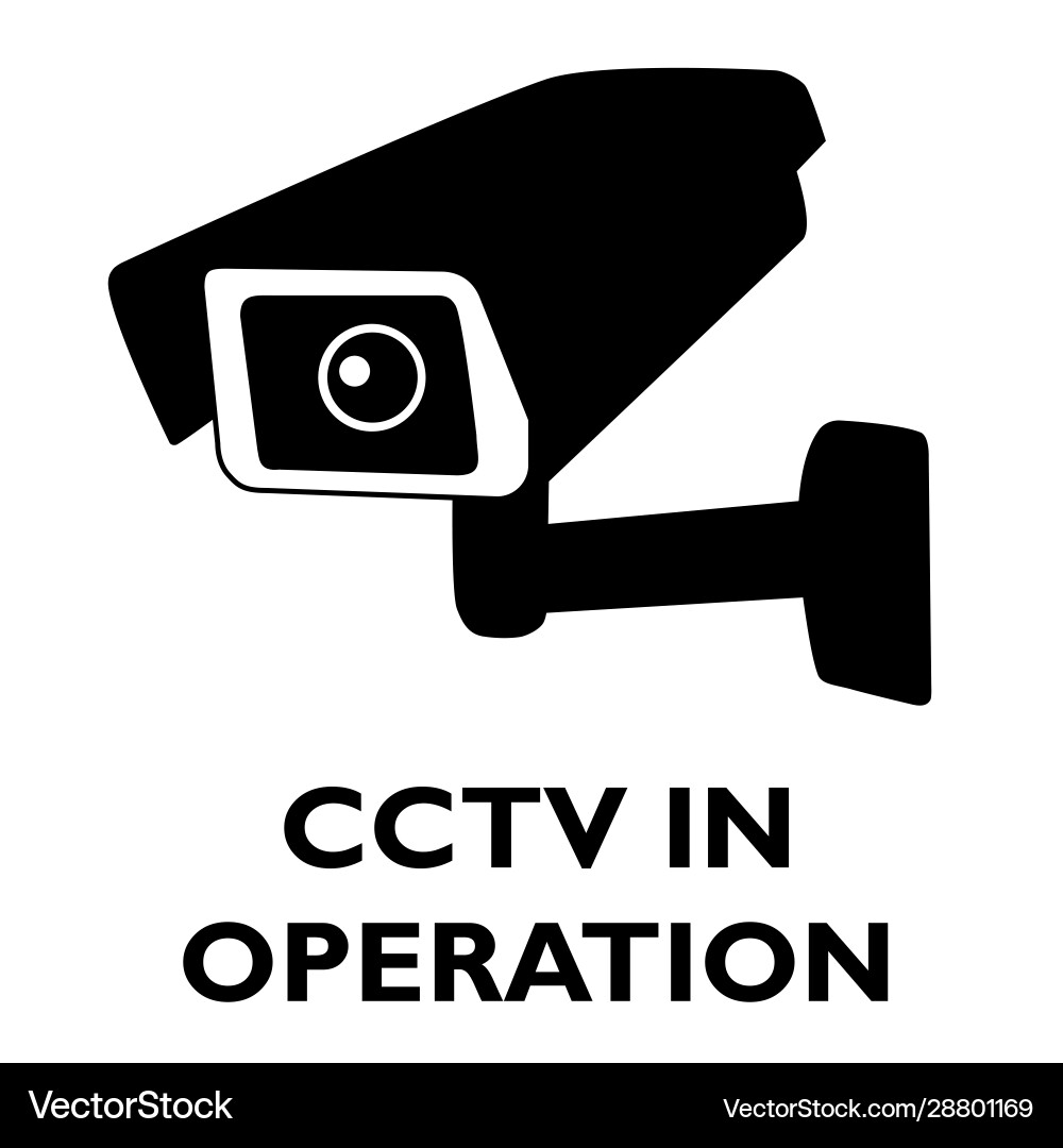 Attention cctv in operation sign Royalty Free Vector Image