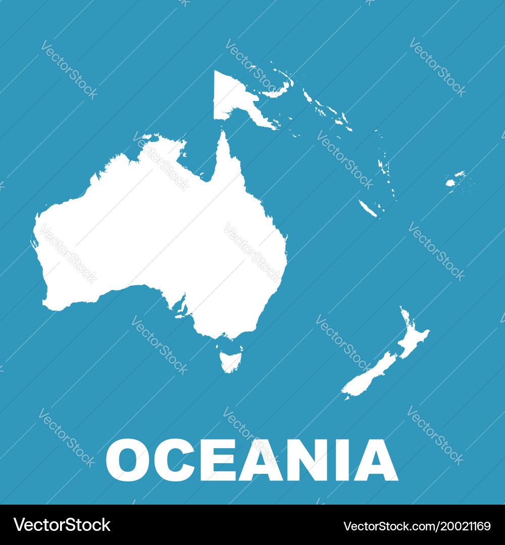 Australia and oceania map flat Royalty Free Vector Image