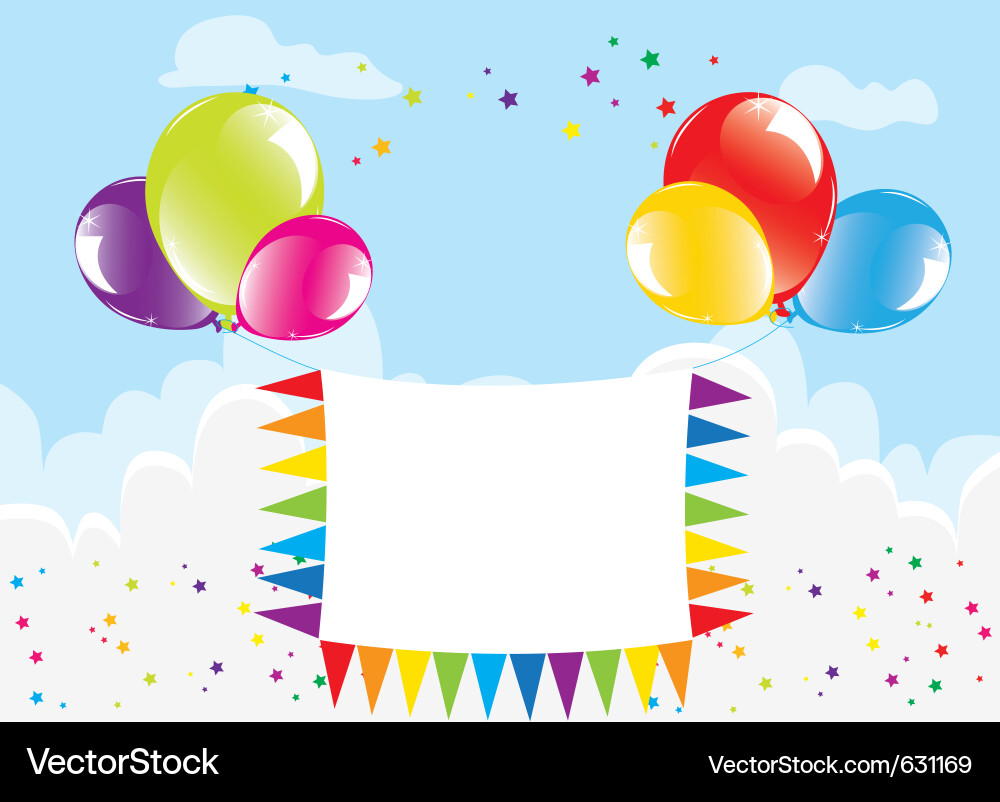 Balloons and banner in the sky Royalty Free Vector Image