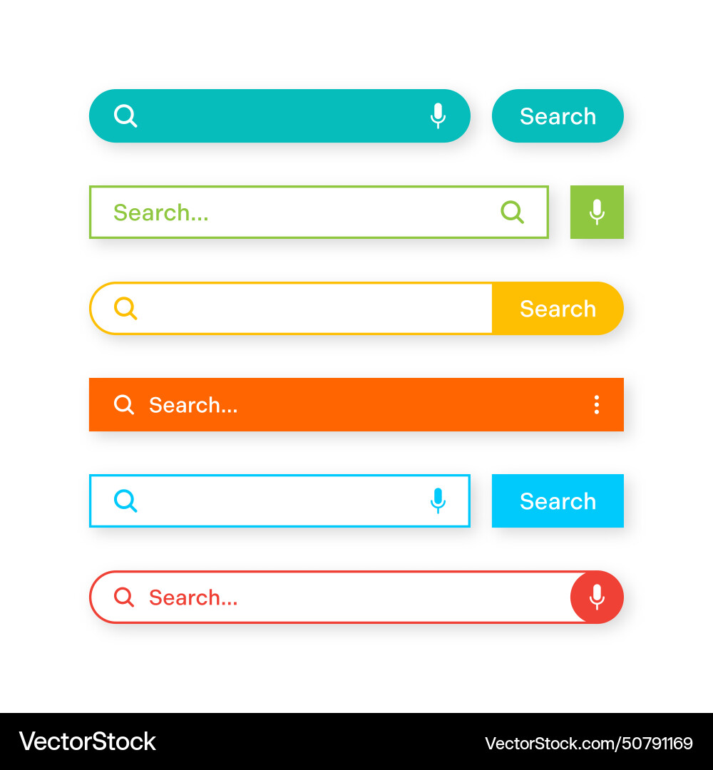 Colorful search bar templates internet browser Vector Image