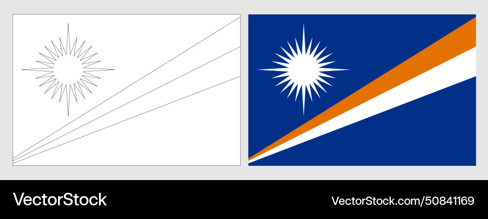 Coloring flag set of marshall islands Royalty Free Vector