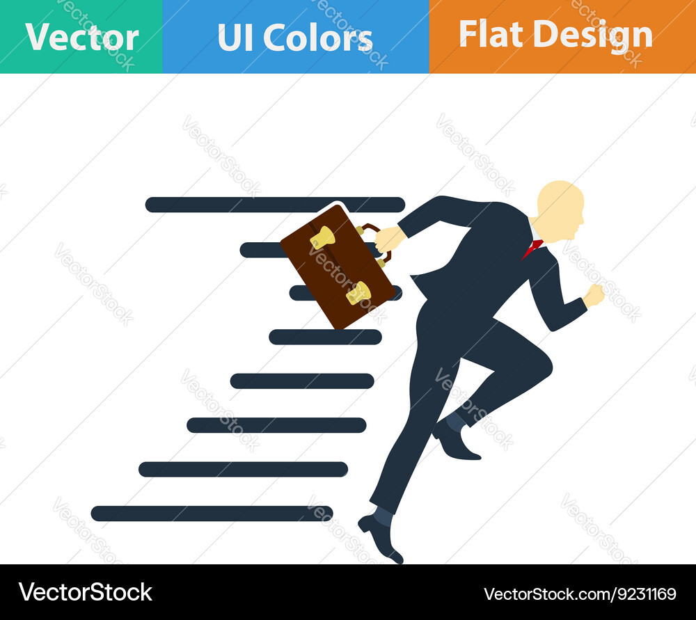Flat design icon of accelerating businessman Vector Image