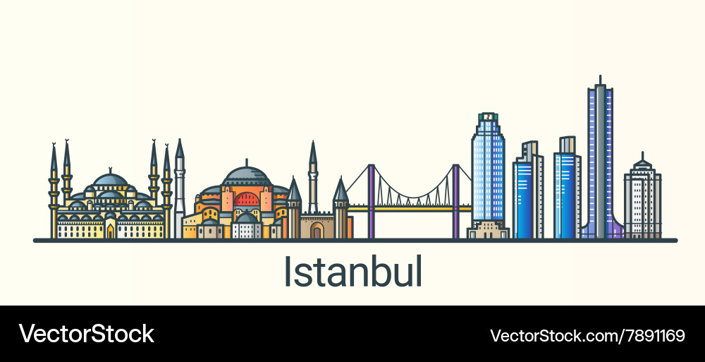 Flat line istanbul banner Royalty Free Vector Image