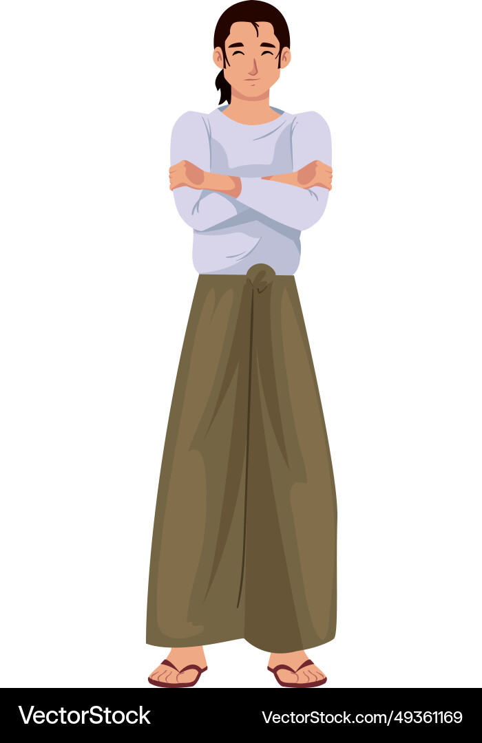 Myanmar man standing Royalty Free Vector Image