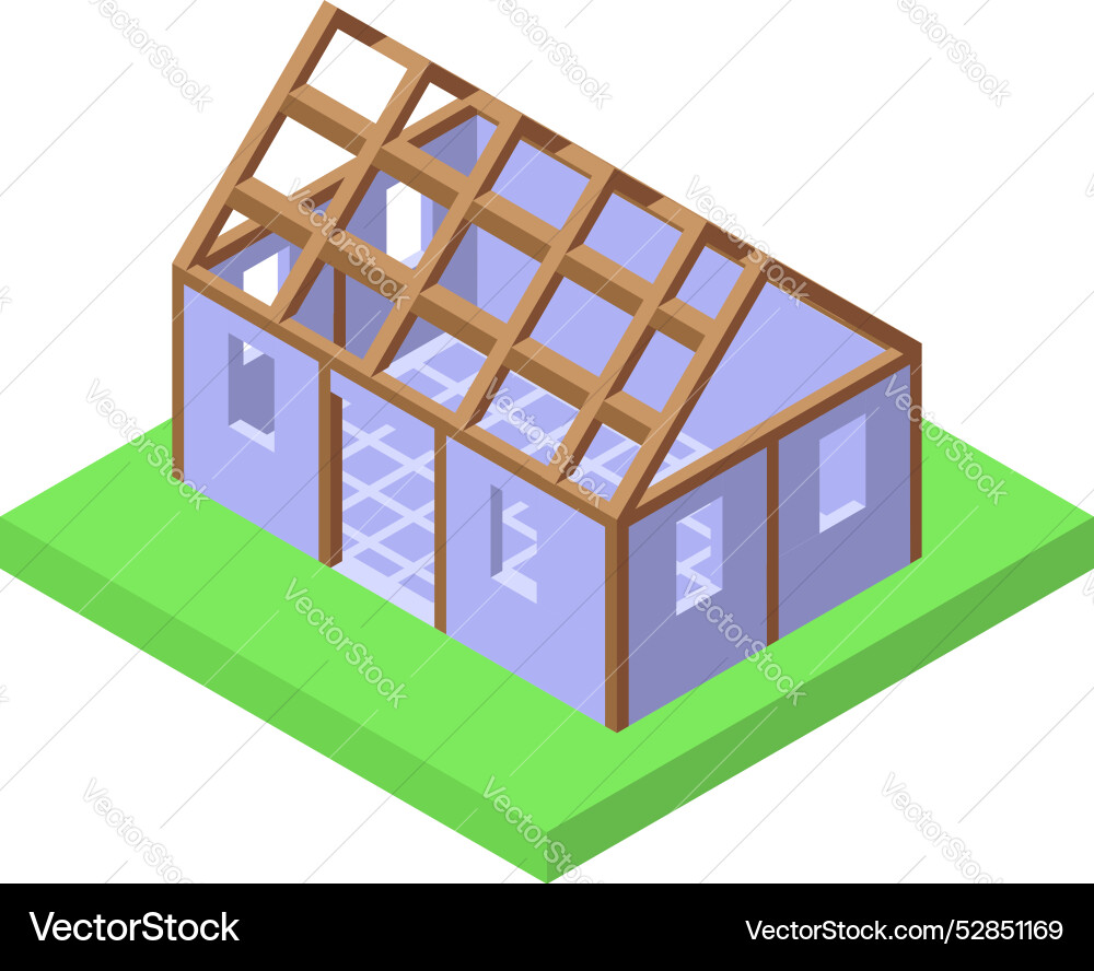New home construction project showing framing Vector Image