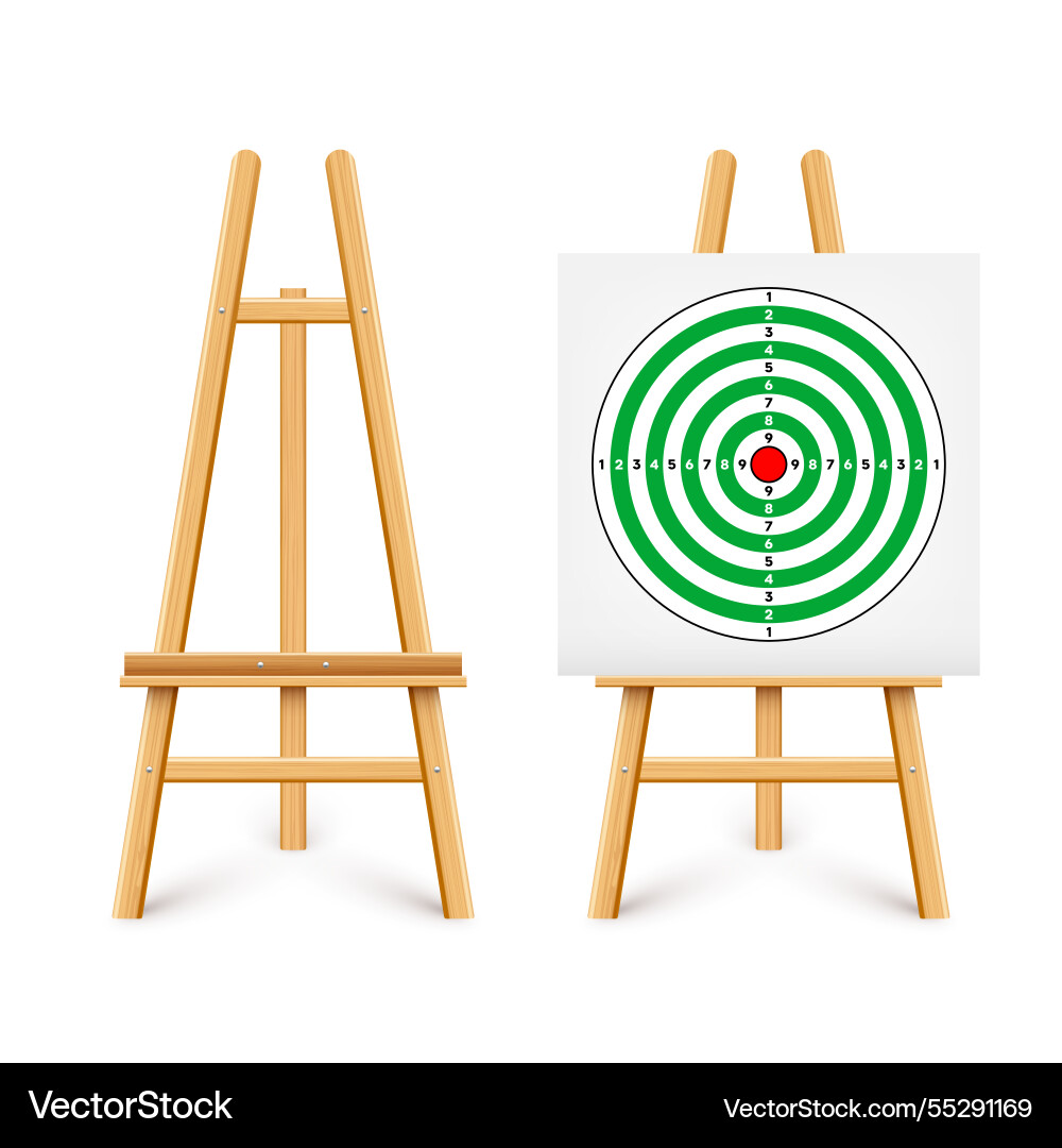 Shooting range target on a wooden easel stand Vector Image