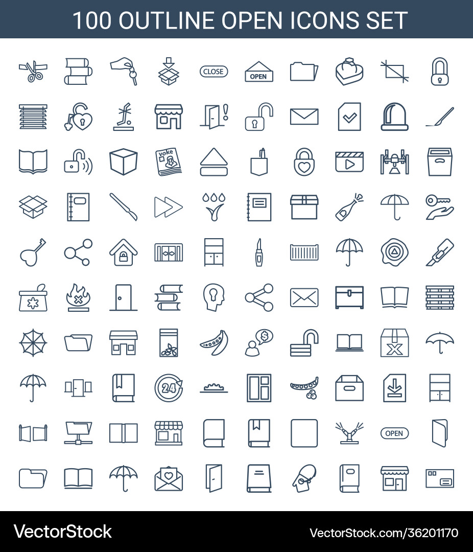 100 open icons (36201170) – Free Vector | VectorStock