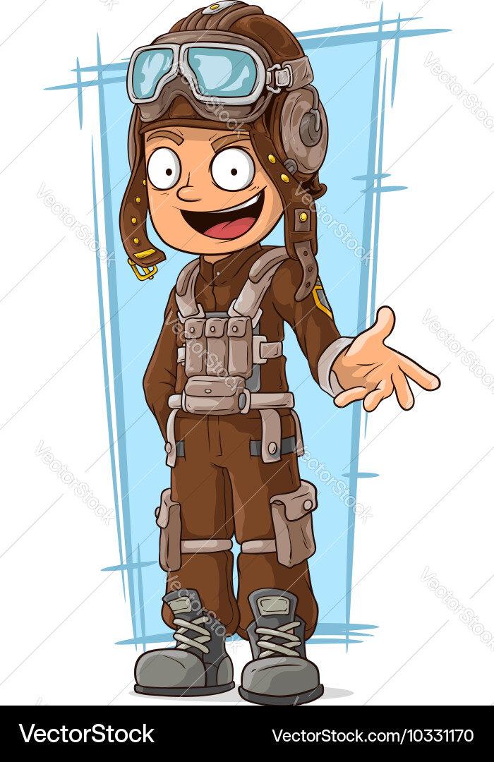 Cartoon retro pilot in leather Royalty Free Vector Image