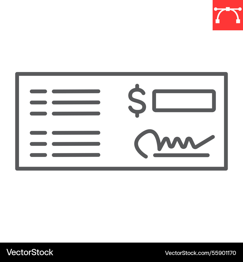 Cheque line icon Royalty Free Vector Image - VectorStock