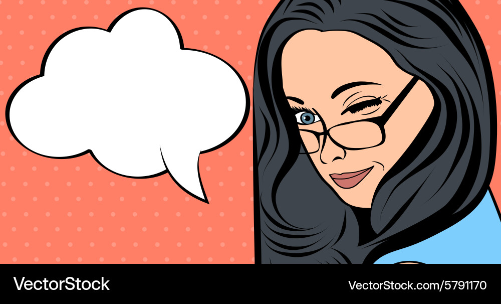 Cute retro woman in comics style with message Vector Image