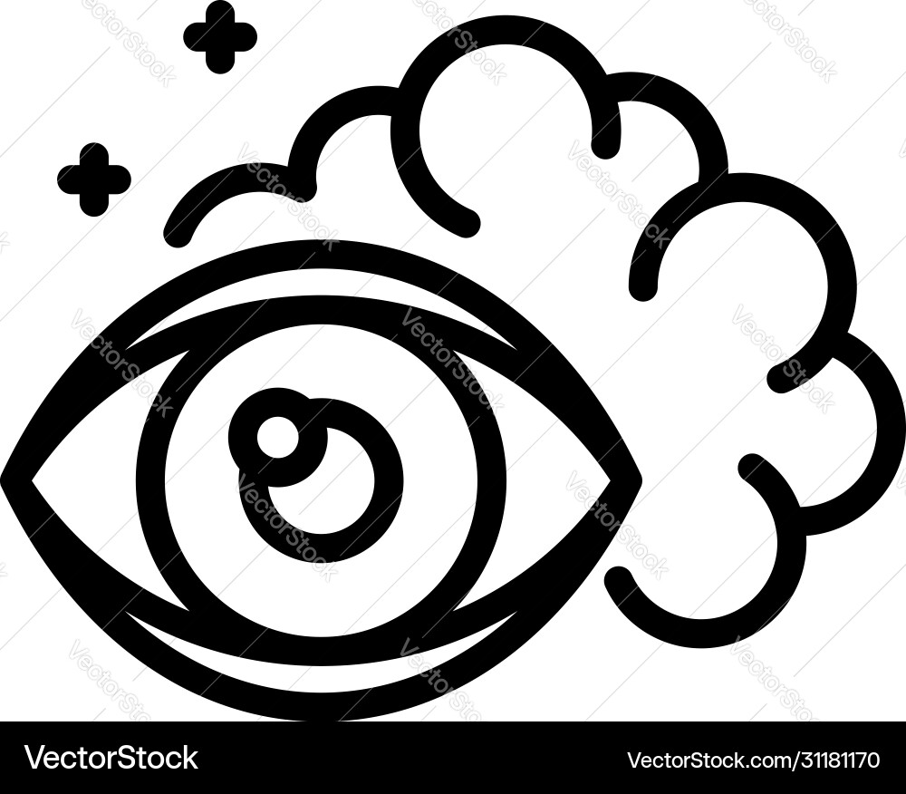 Eye and brain icon outline style Royalty Free Vector Image