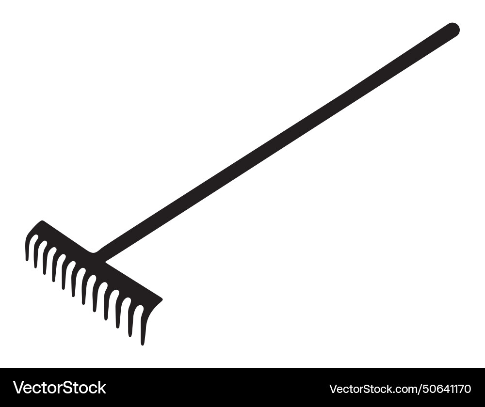 Garden rake silhouette art white background Vector Image