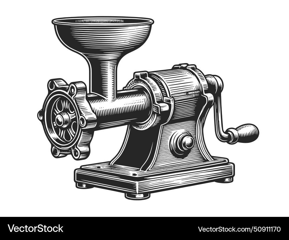 Manual meat grinder engraving Royalty Free Vector Image