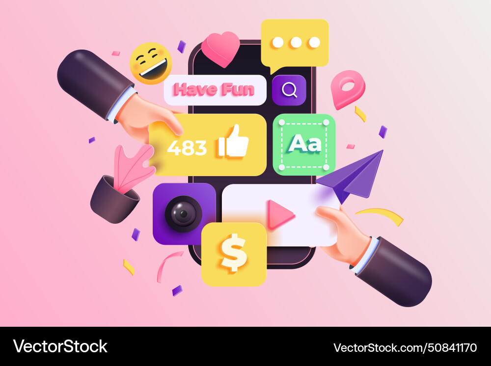 Modern 3d of smm Royalty Free Vector Image - VectorStock