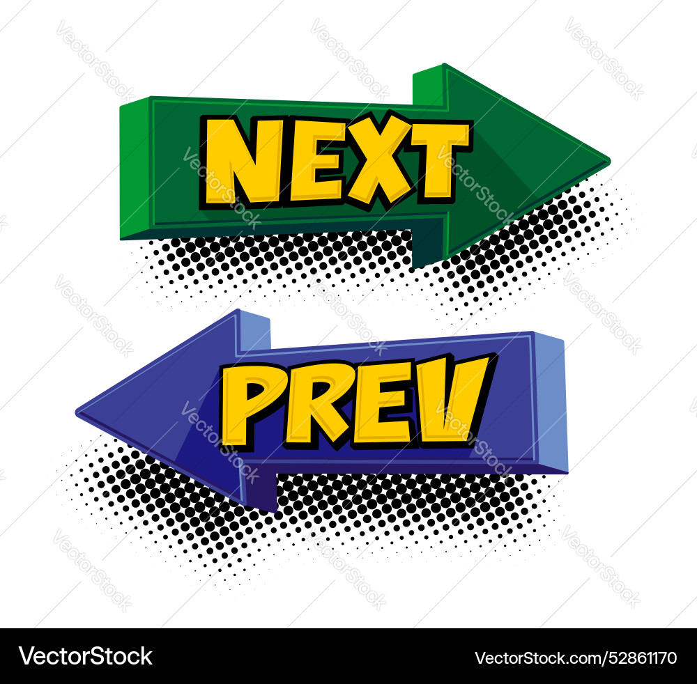 Next and prev cartoon arrow Royalty Free Vector Image