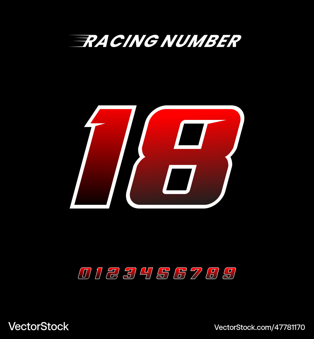 Racing Number 18 Logo - Bold & Modern Vector Image