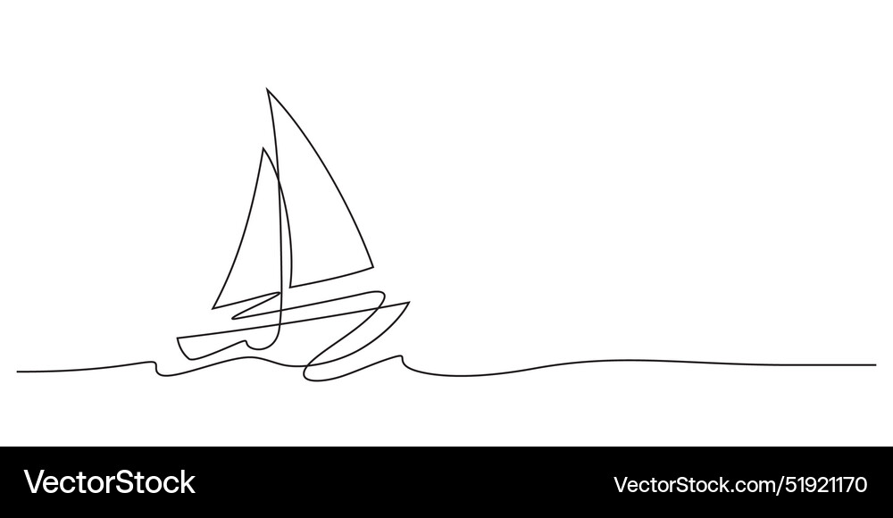 Sailboat continuous line drawing minimalist Vector Image