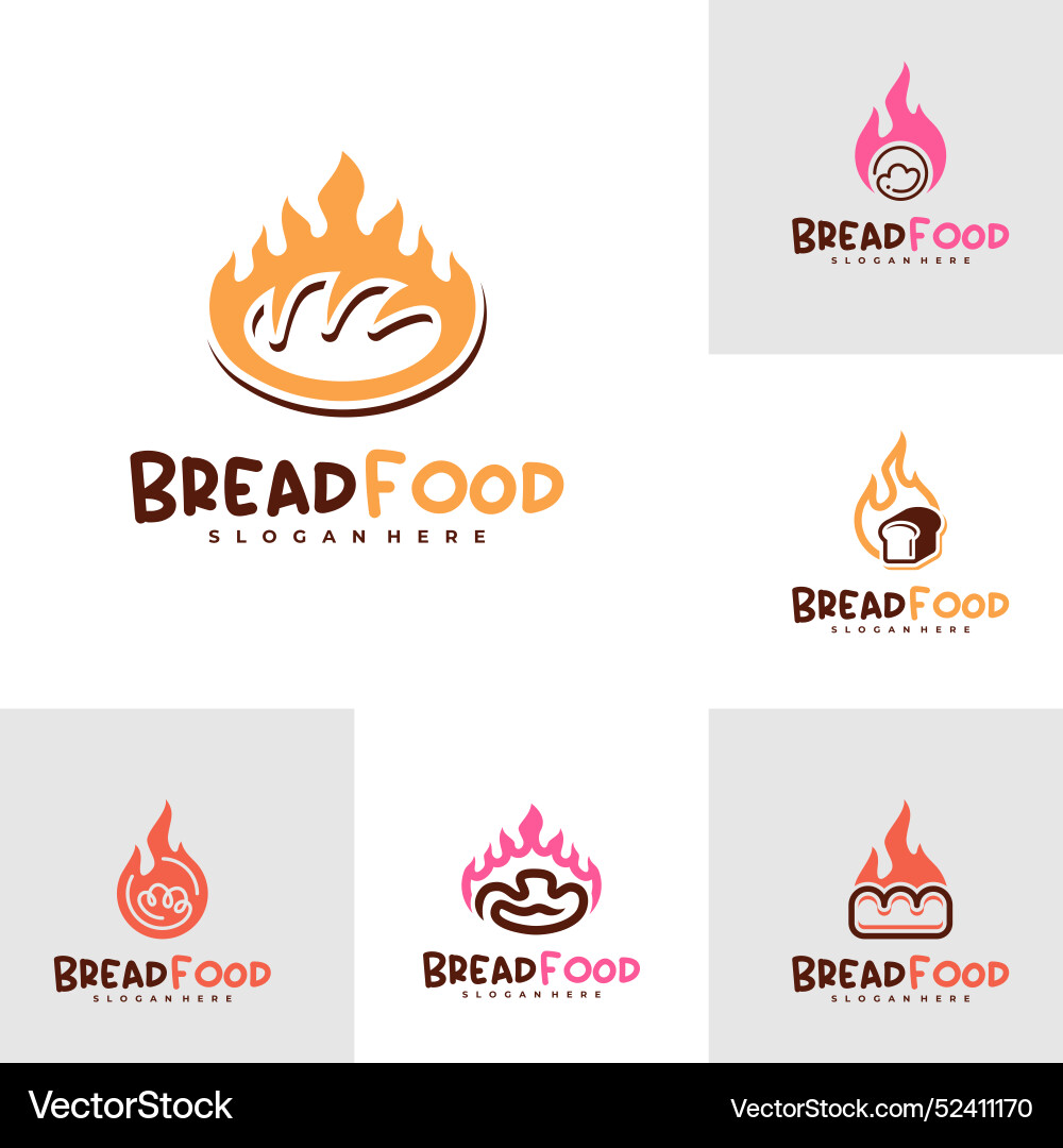 Set of fire bread logo template creative hot Vector Image
