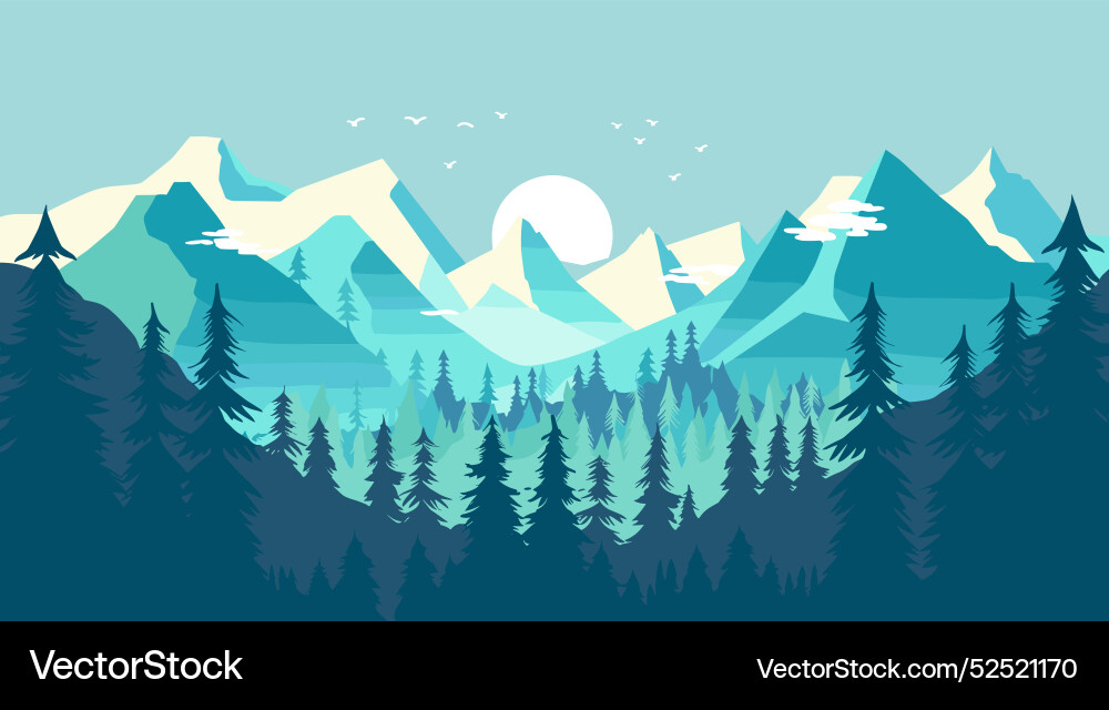 Stylized mountain landscape Royalty Free Vector Image