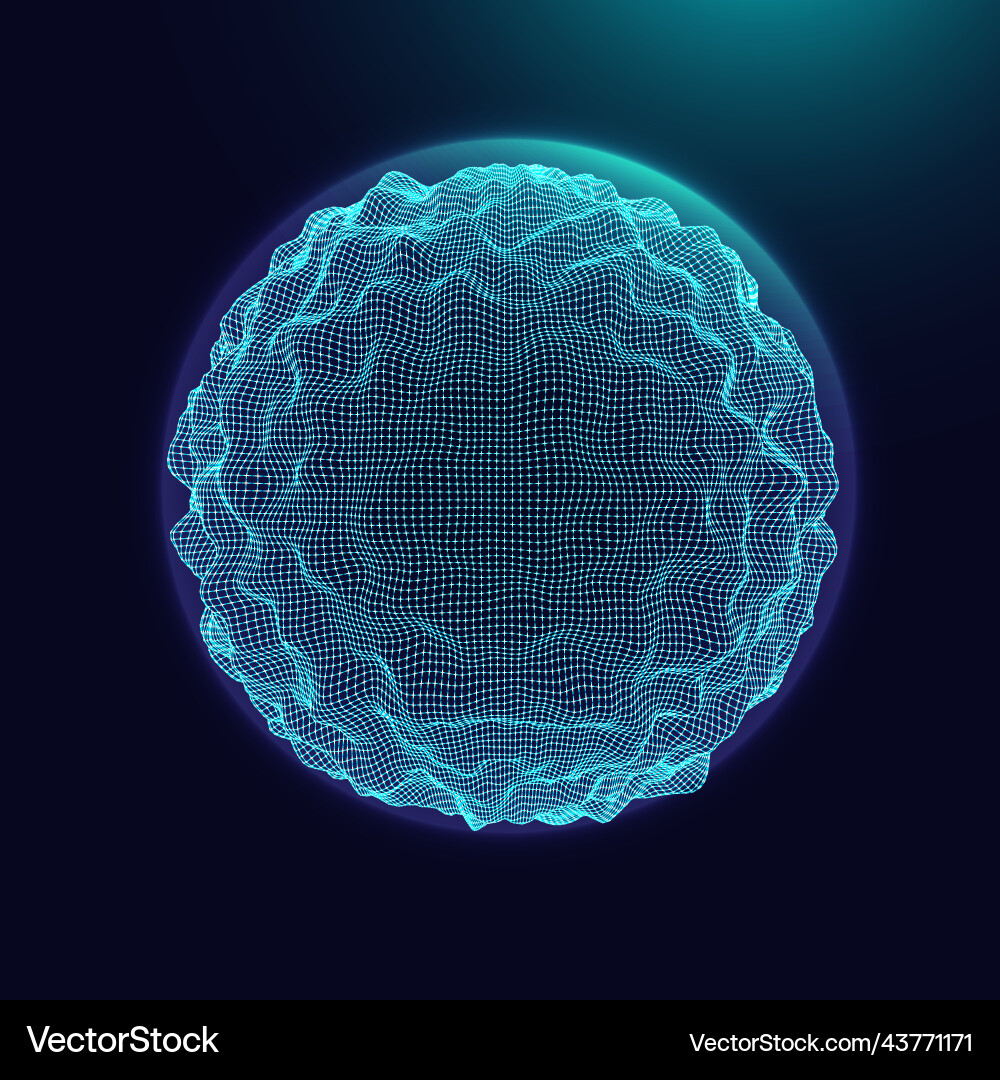 Abstract sphere background with waves 3d surface Vector Image