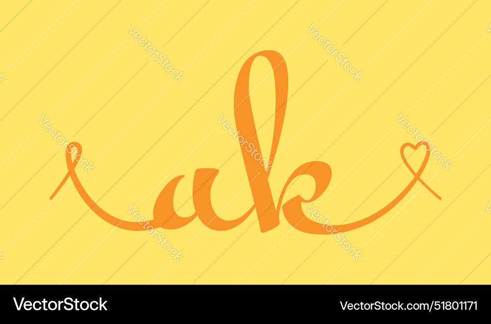 Ak initial wedding monogram calligraphy hand Vector Image