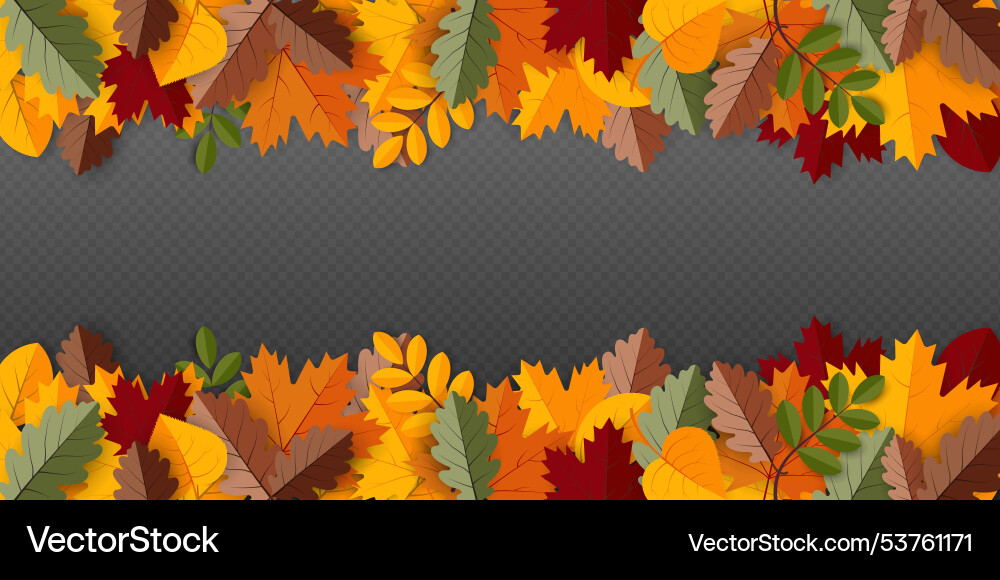Autumn background with border of falling leaves Vector Image