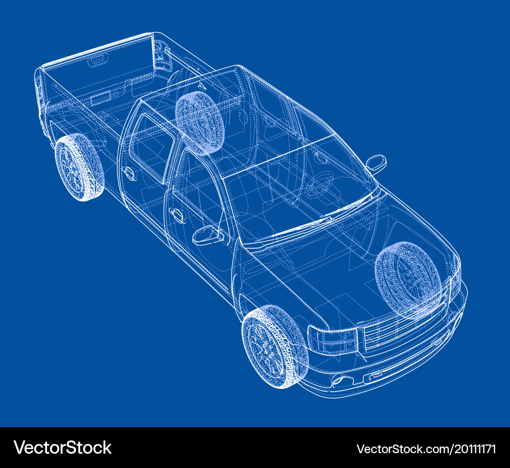 Car suv drawing outline rendering Royalty Free Vector Image