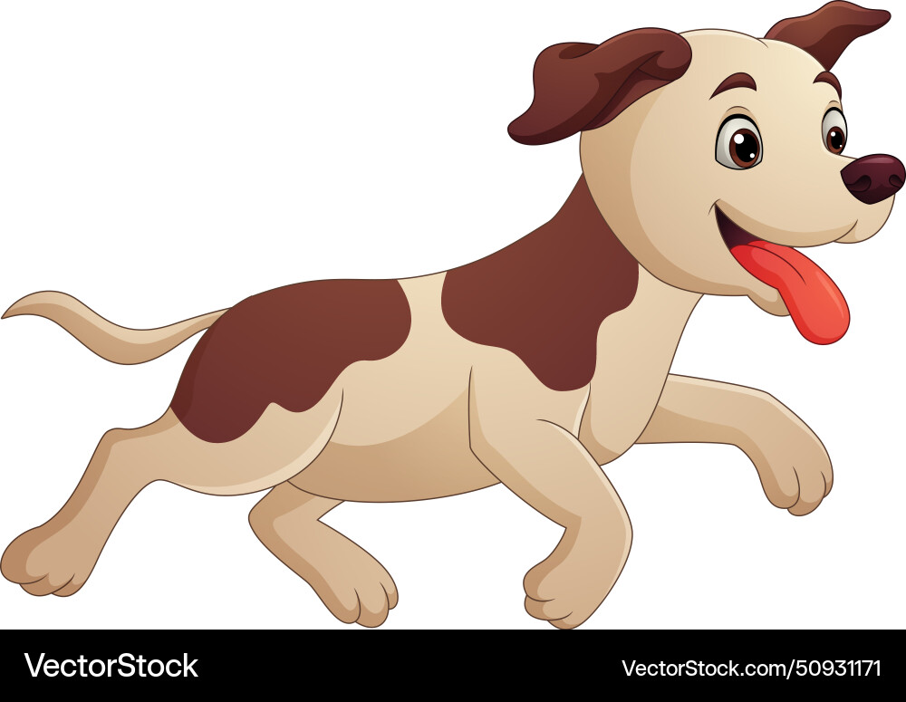 Happy cartoon dog running isolated Royalty Free Vector Image