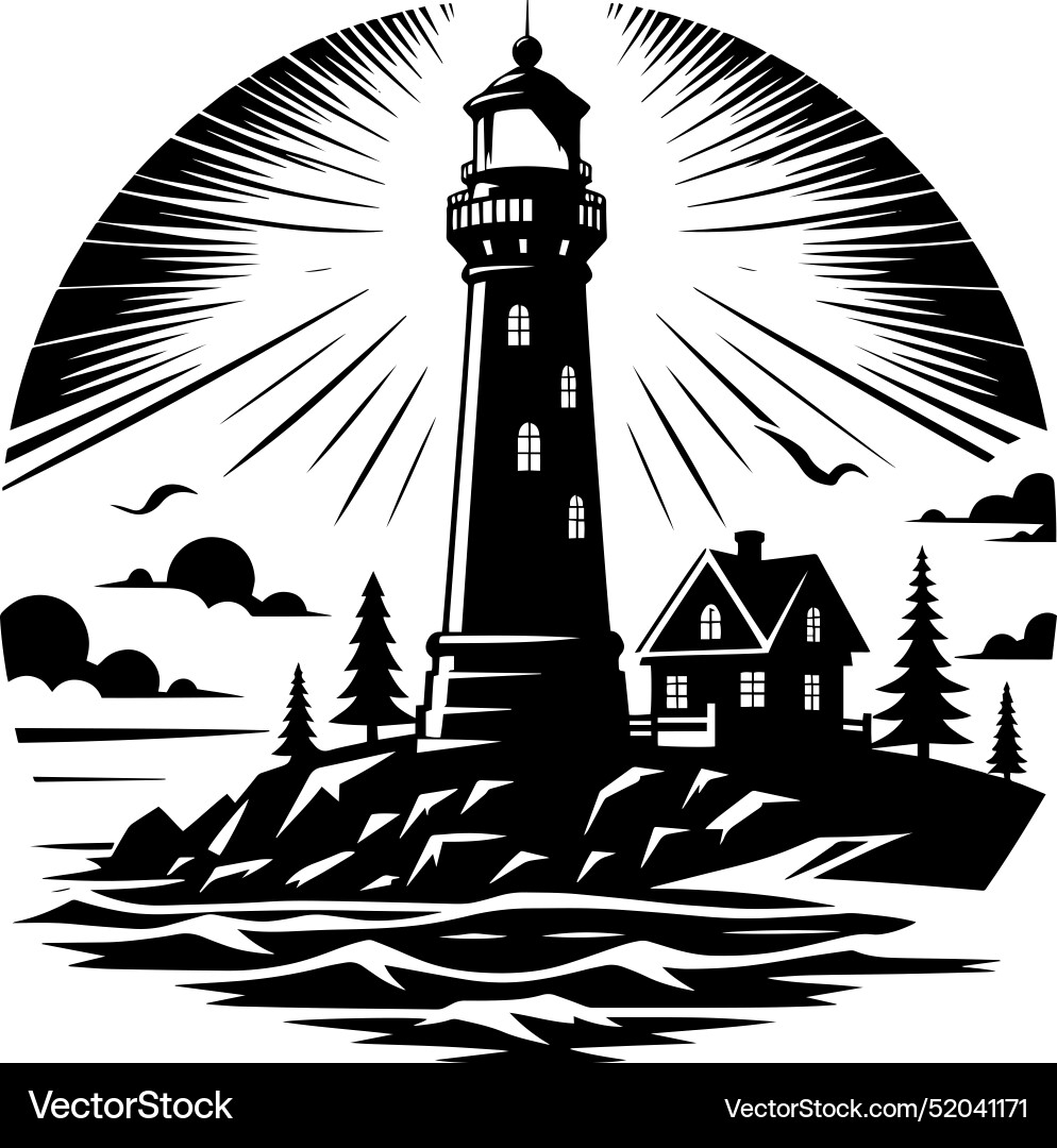 Lighthouse silhouette flat isolated on a white Vector Image