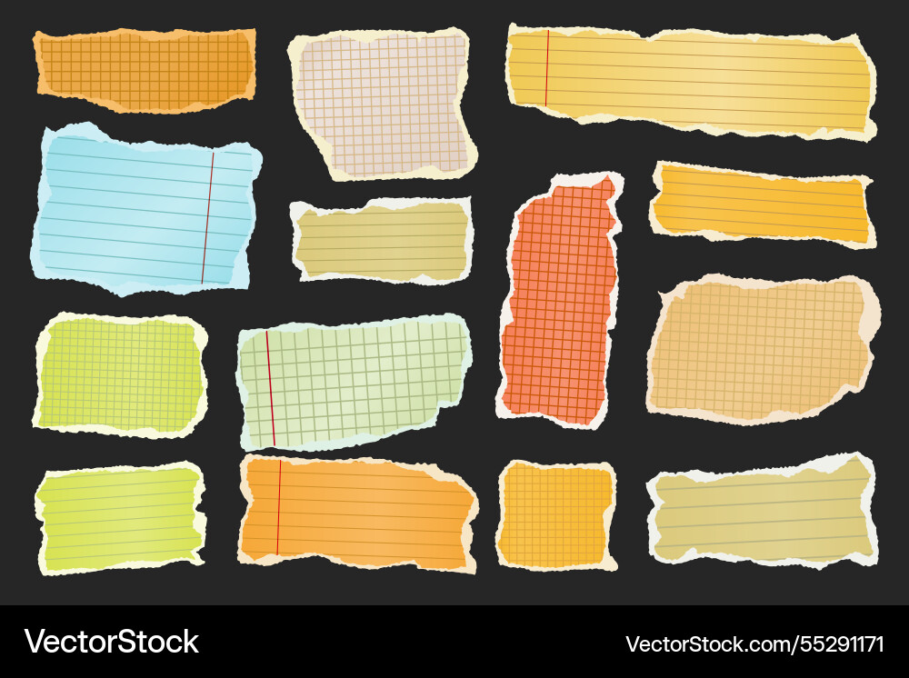 Ripped paper strips realistic crumpled Royalty Free Vector