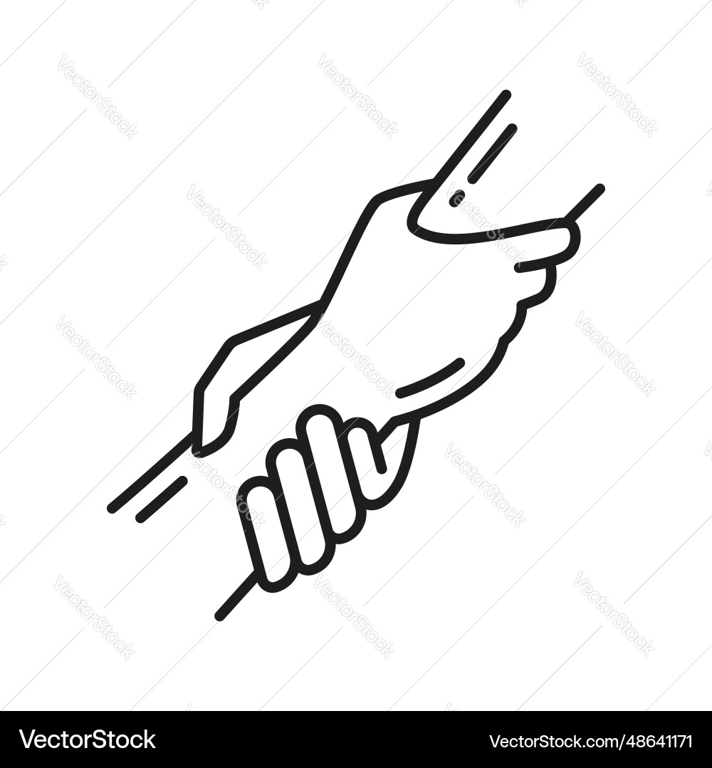 Together outline icon help and support handshake Vector Image