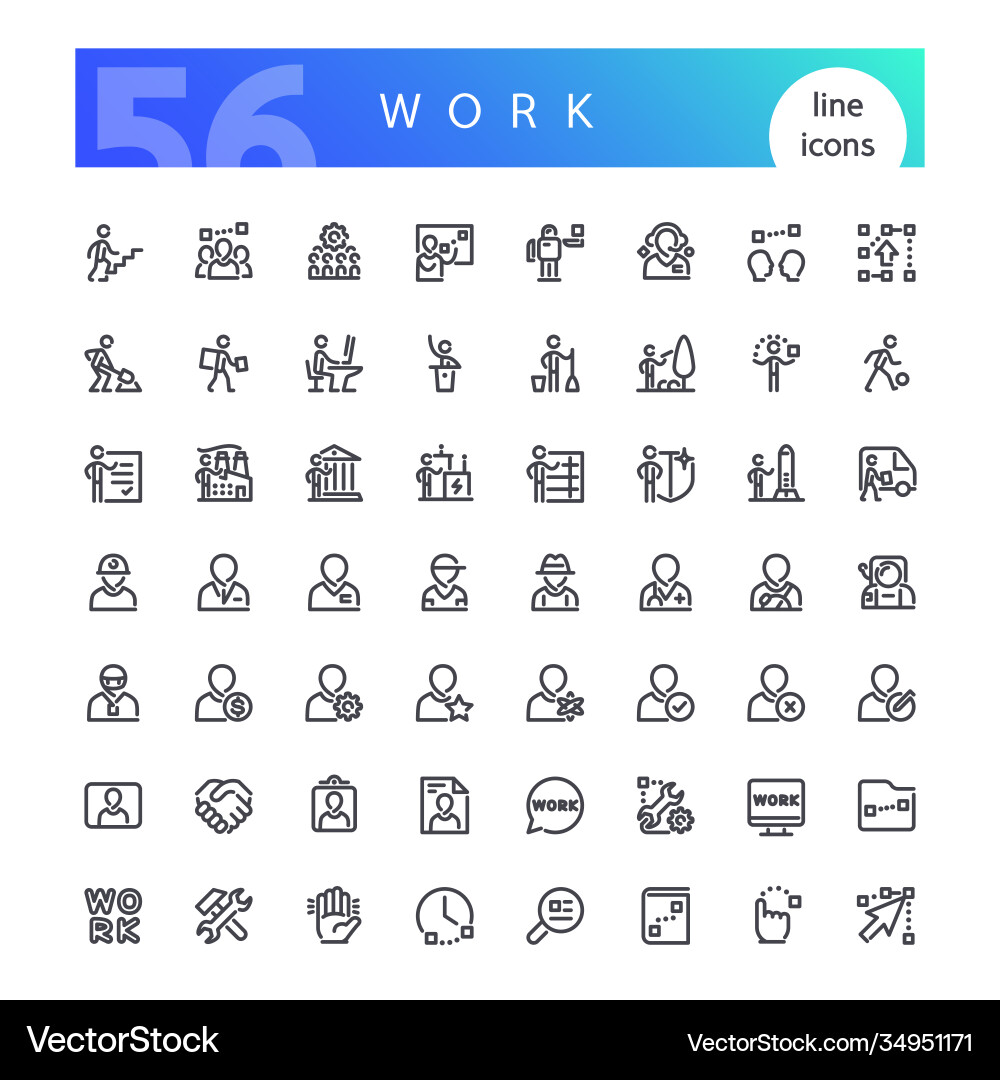 Work line icons set Royalty Free Vector Image - VectorStock