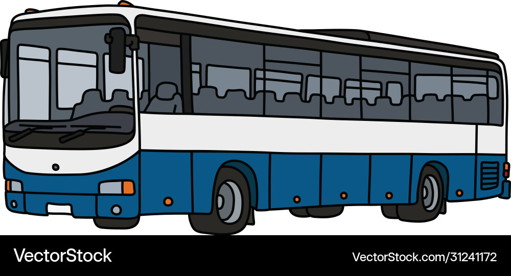 Blue and white bus Royalty Free Vector Image - VectorStock