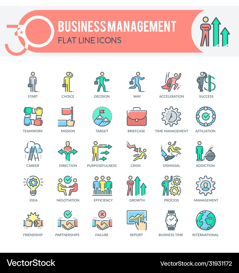 Business management icons Royalty Free Vector Image