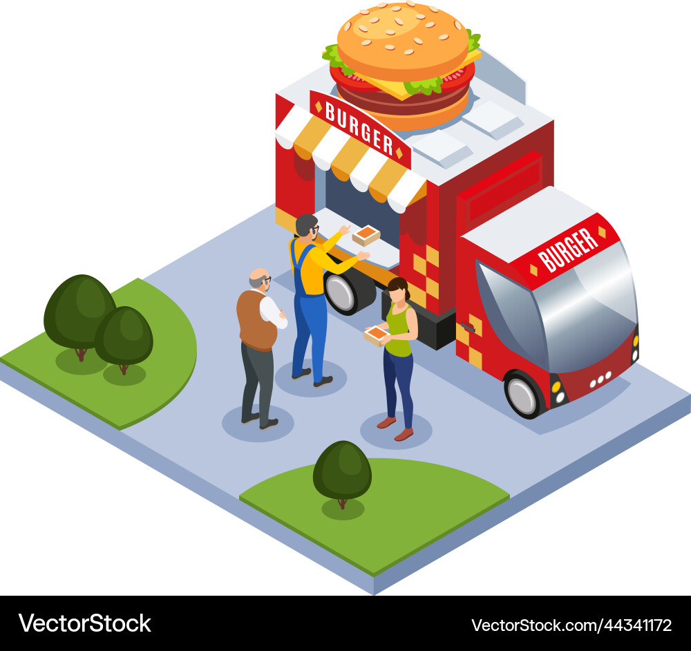 Isometric food truck composition Royalty Free Vector Image