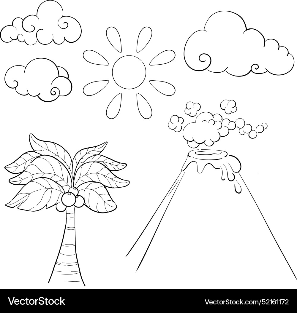 Jurassic Period Elements Nature Black Royalty Free Vector