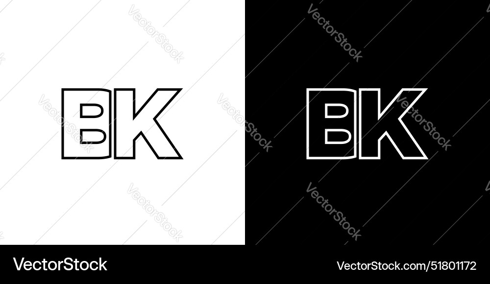 Letter b and k bk logo design template minimal Vector Image