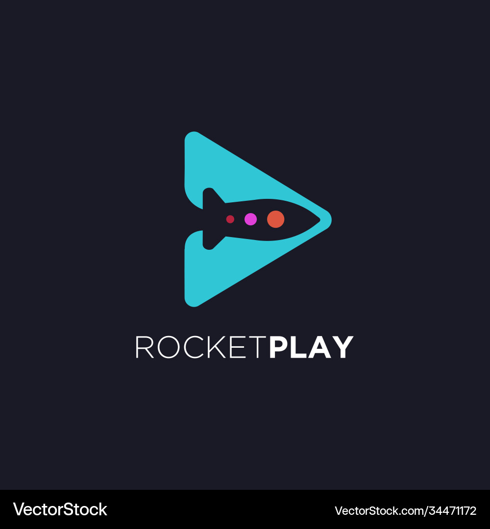 Modern minimalist rocket play logo icon template Vector Image