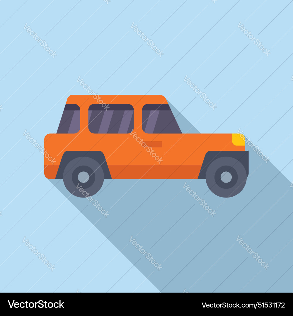 Orange suv traveling with long shadow Royalty Free Vector