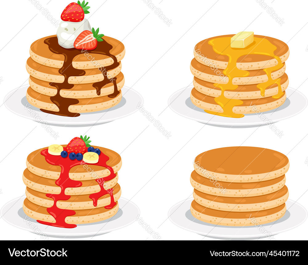 Pancake stacks Royalty Free Vector Image - VectorStock