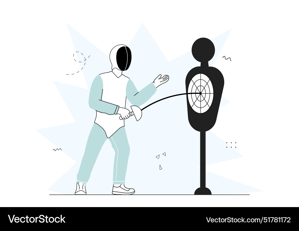 Swordsman practice concept man with sword hits Vector Image