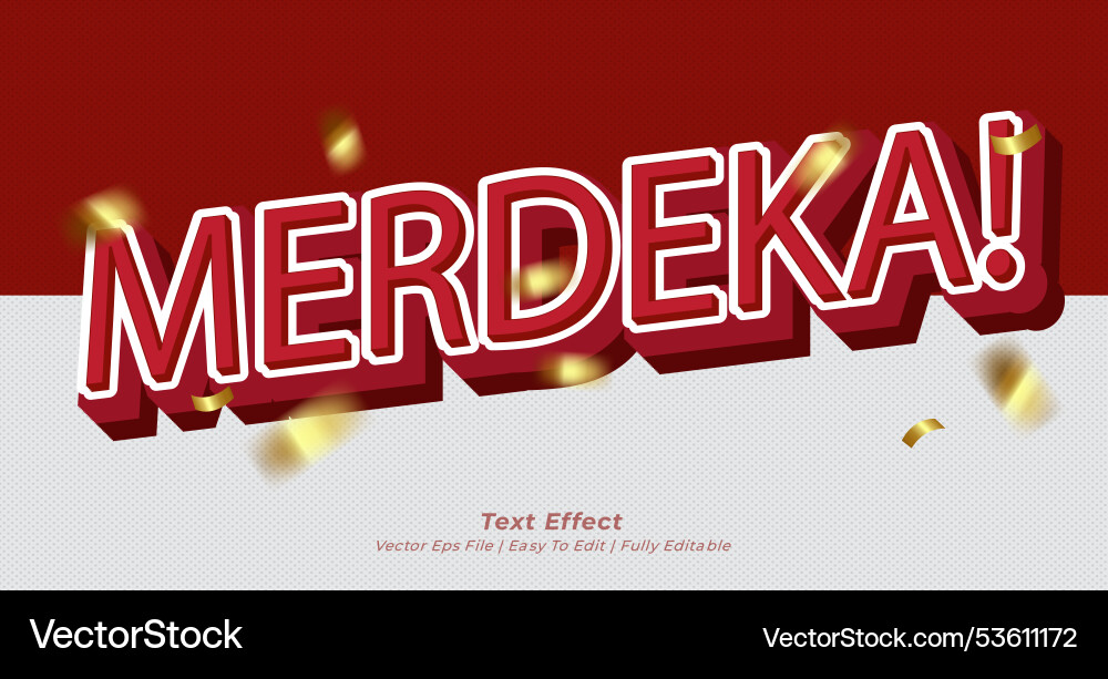 Text merdeka editable 3d text style Royalty Free Vector