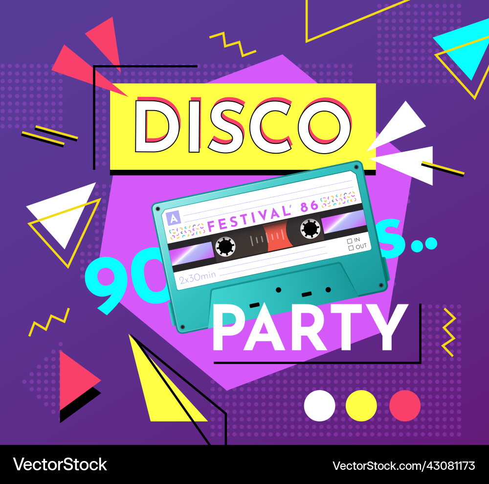 80s party background retro dance radio with disco Vector Image