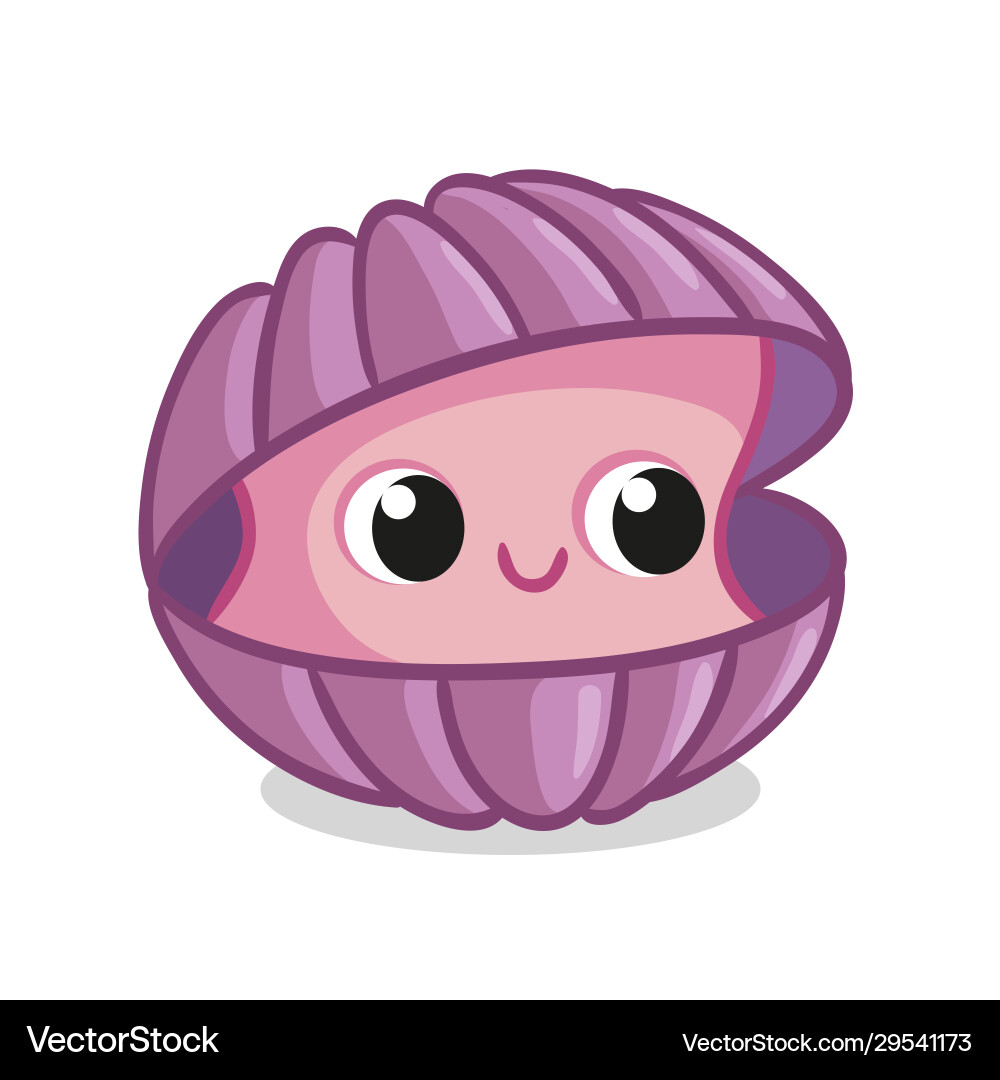 Beautiful ocean shell in cartoon style Royalty Free Vector