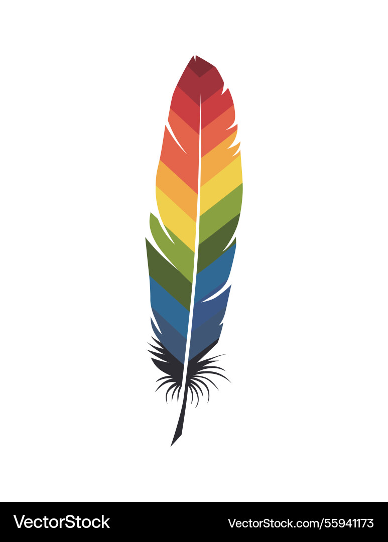 Feather rendered in vibrant rainbow colors Vector Image