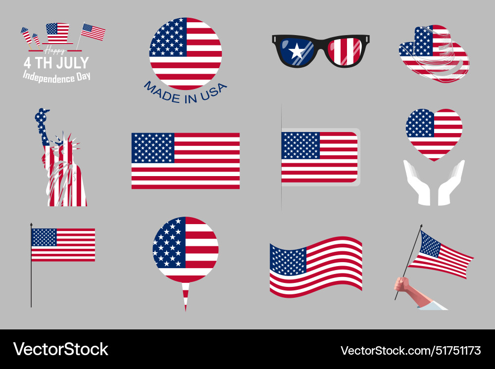 Flag of usa set Royalty Free Vector Image - VectorStock
